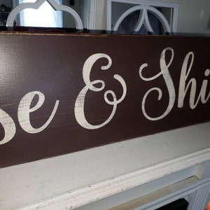 Rise & Shine Sign Horizontal Large Wall Hanging Rustic Distressed Wood ...