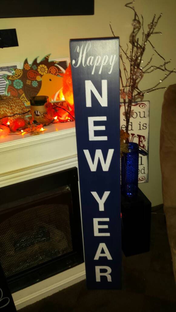 Happy New Year Porch Sign Distressed Wood Rustic Extra Large - Etsy