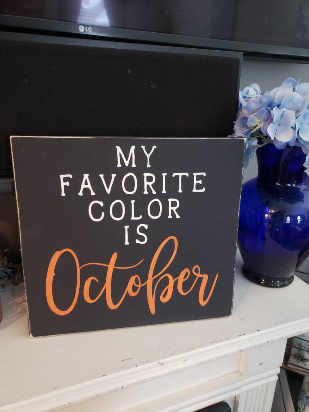 My Favorite Color is October Sign Halloween Sign Rustic Distressed Wood ...