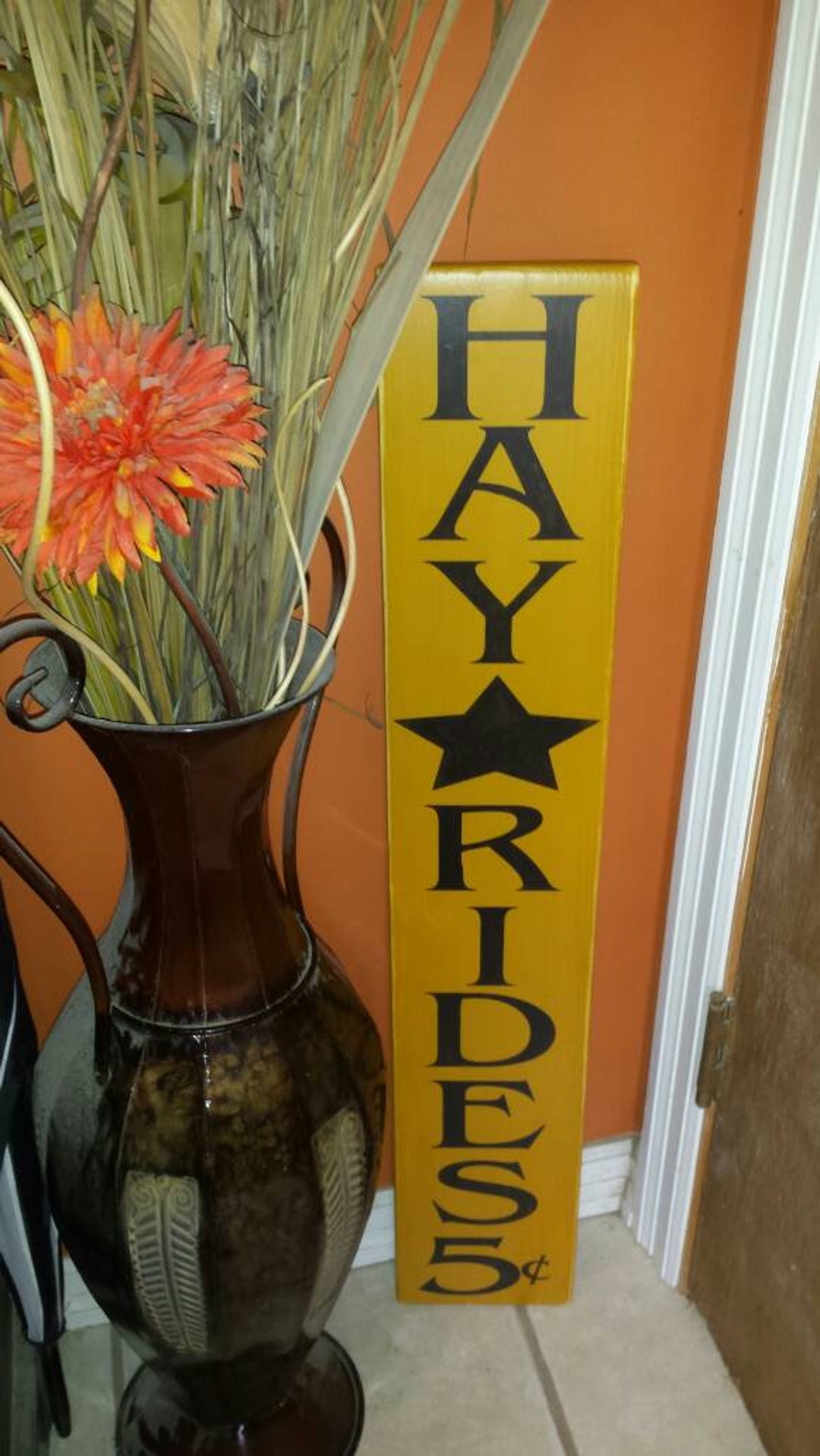 Hayride Distressed Wood Sign Rustic Fall Entryway Large Porch Sign ...