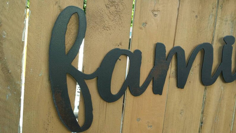 Family Metal Word Sign Distressed Rustic Rusted Wall Hanging Extra ...