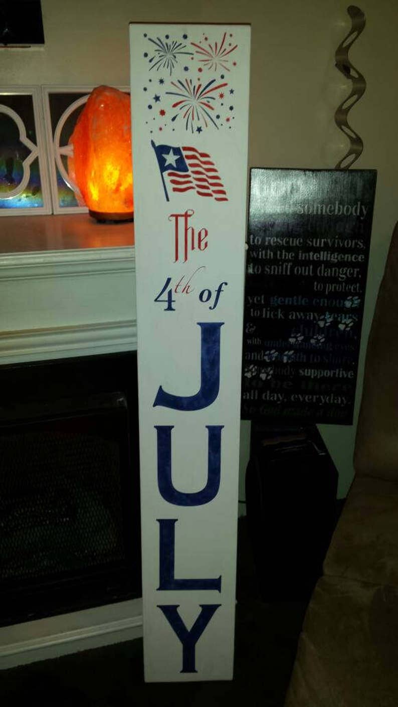 4th of July Porch Sign Fireworks Reversible Vertical Distressed Wood ...