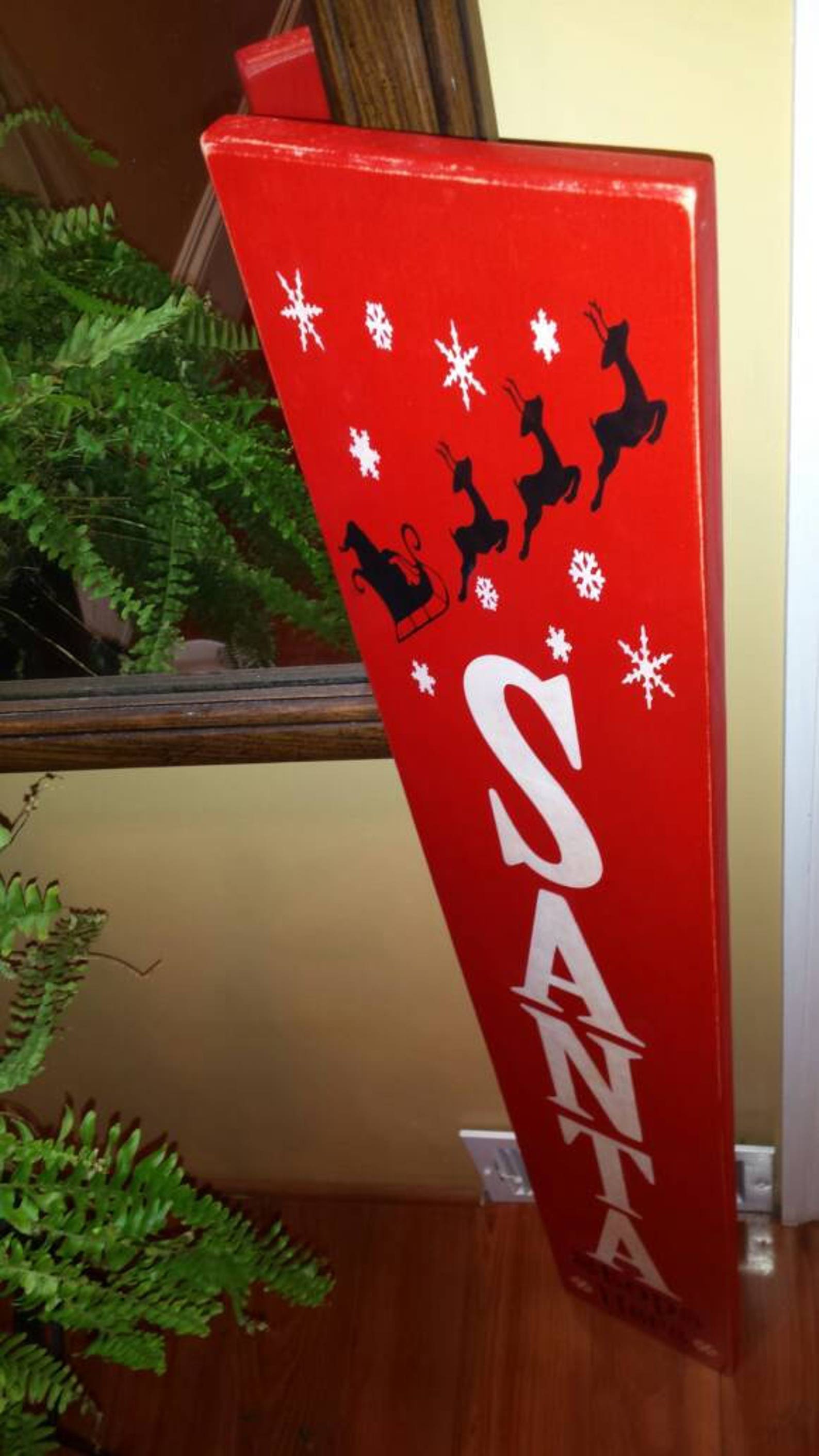 Christmas Porch Sign Santa Stops Here Rustic Reversible - Etsy