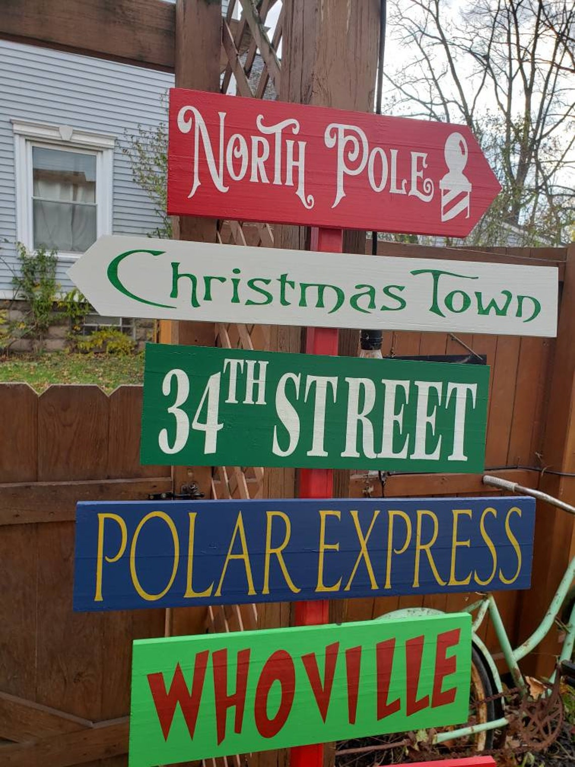 Christmas Directional Sign Porch Sign Distressed Wood Lawn - Etsy