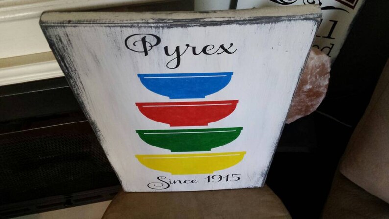 Pyrex Wood Sign Rustic Distressed Wood Large Wall Hanging Primitive ...