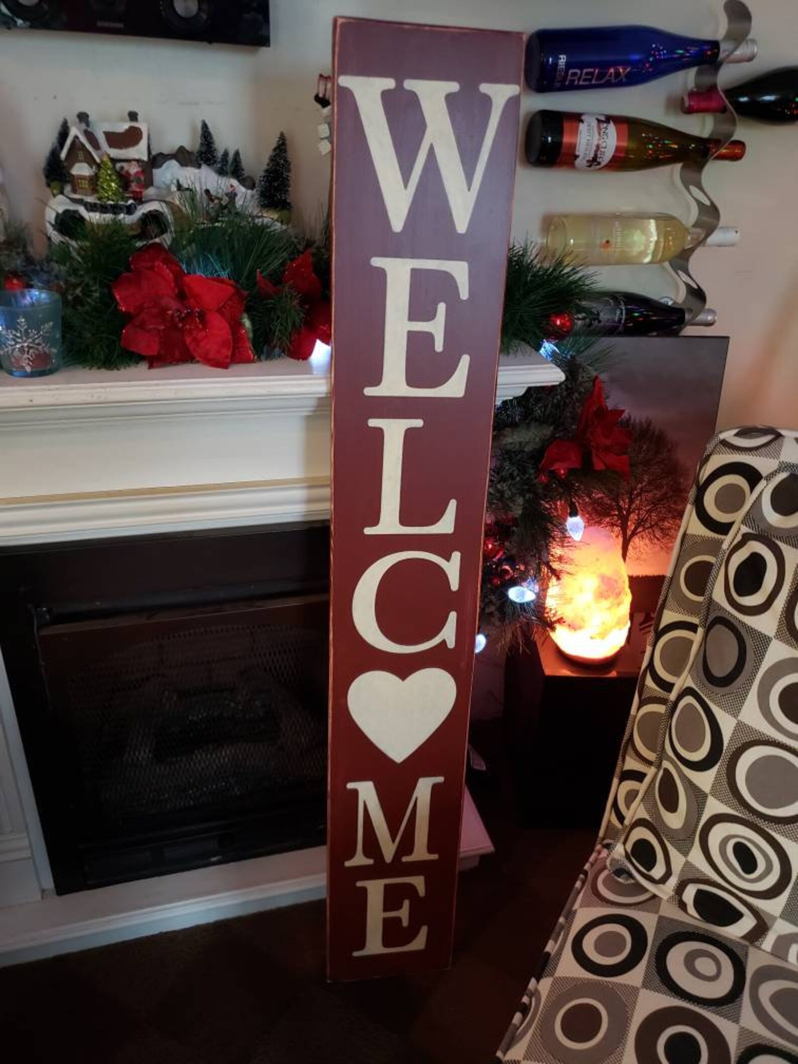 Valentine Porch Sign Welcome Sign With Hearts Welcome Sign Rustic Wood ...