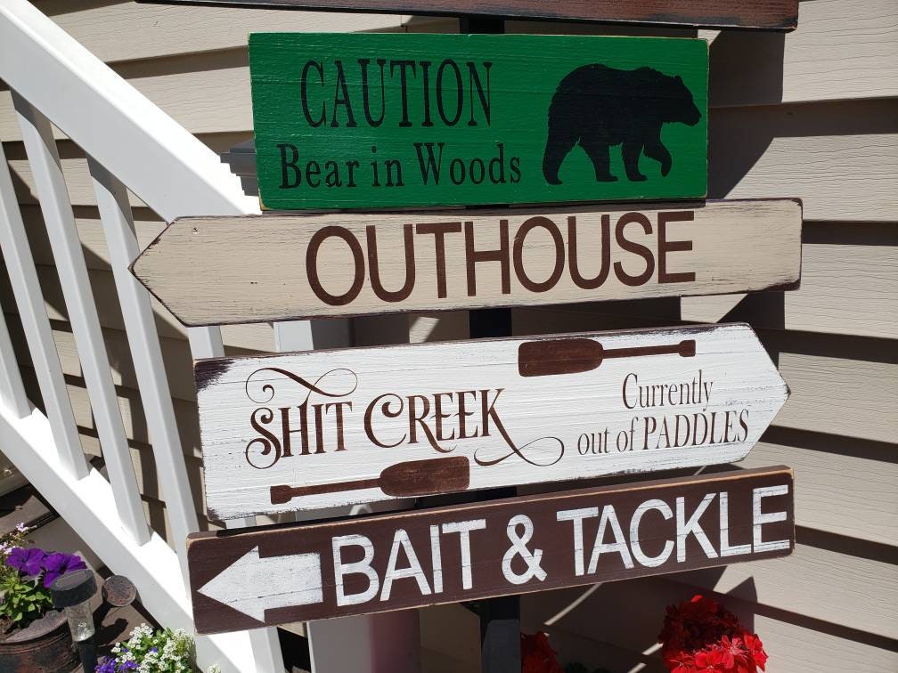 Camping Directional Sign Porch Sign Distressed Cedar Wood Camp ...