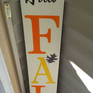 Hello Fall Sign Vertical Porch Sign Wood Sign Distressed Wood Extra ...