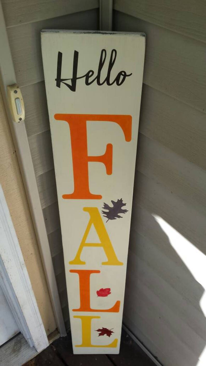 Hello Fall Sign Vertical Porch Sign Wood Sign Distressed Wood - Etsy