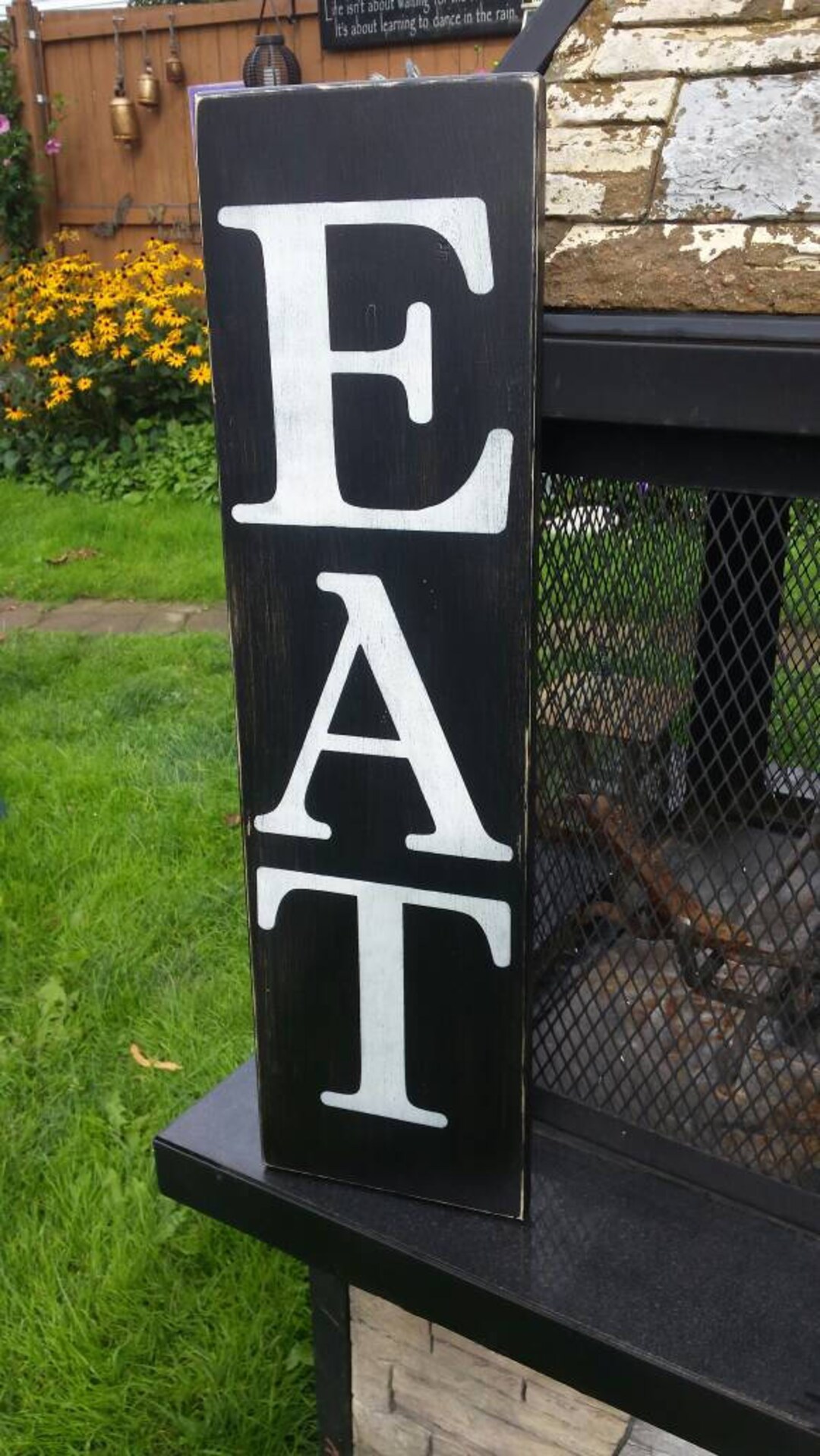 EAT Distressed Wood Sign Large Vertical Sign Rustic Kitchen Sign ...