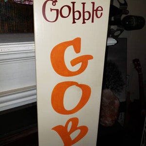 Gobble Gobble Porch Sign Reversible Vertical Sign Rustic Distressed ...
