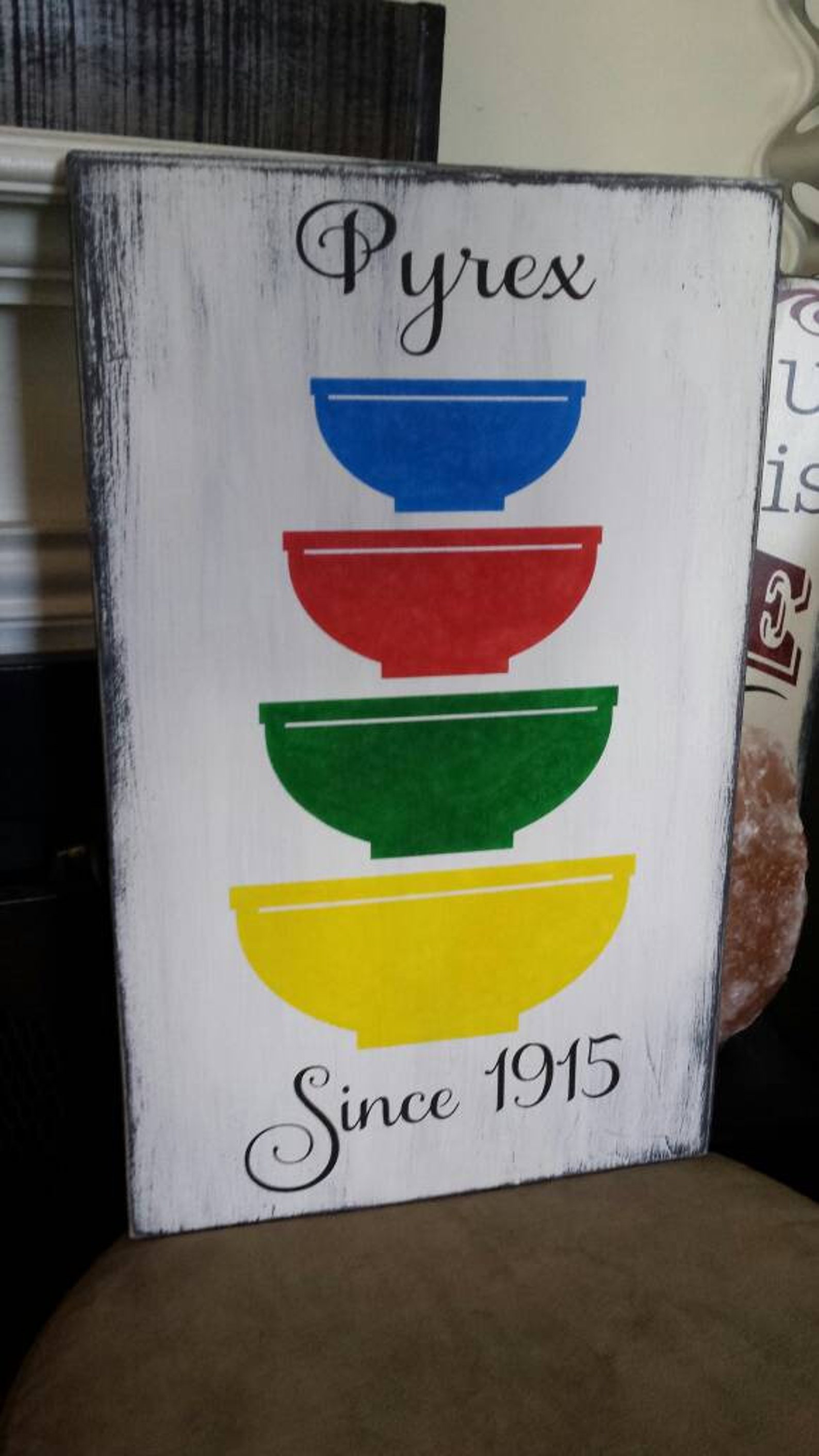 Pyrex Wood Sign Rustic Distressed Wood Large Wall Hanging - Etsy