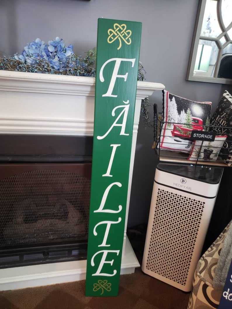 Failte Porch Sign Gaelic Irish Welcome Reversible Sign Distressed Wood ...