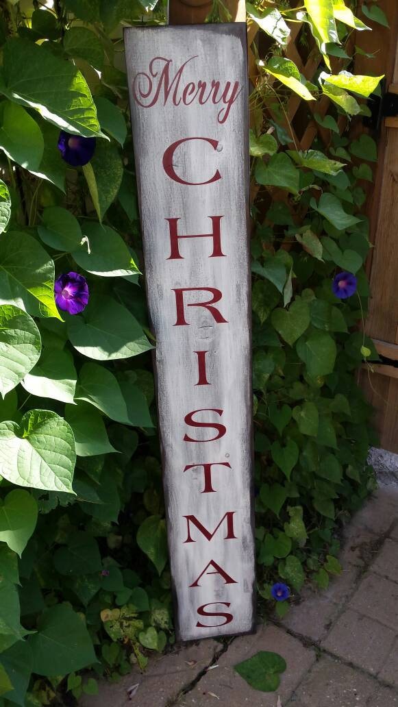 Merry Christmas Wood Porch Sign Rustic Reversible Entryway | Etsy