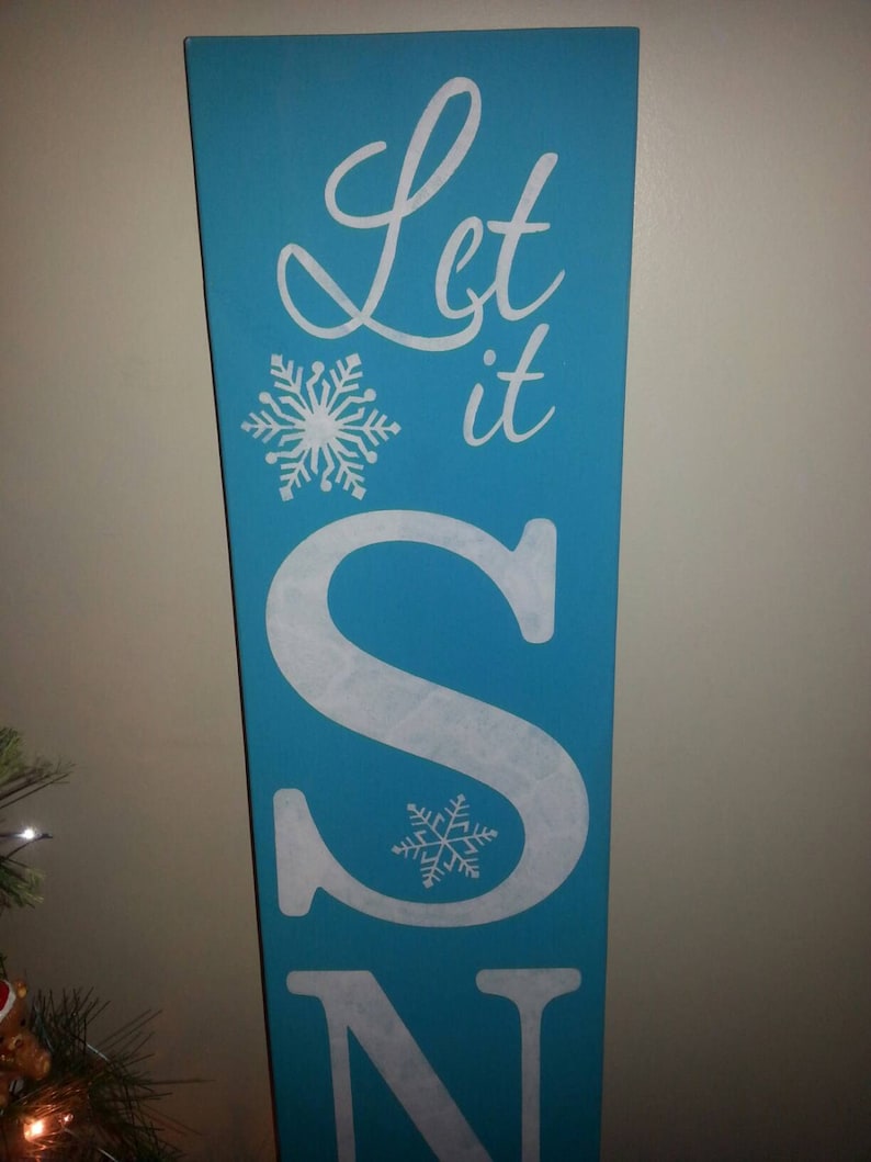 Vertical Let It Snow Wood Porch Sign 48x7 Entryway Sign Rustic Wood ...