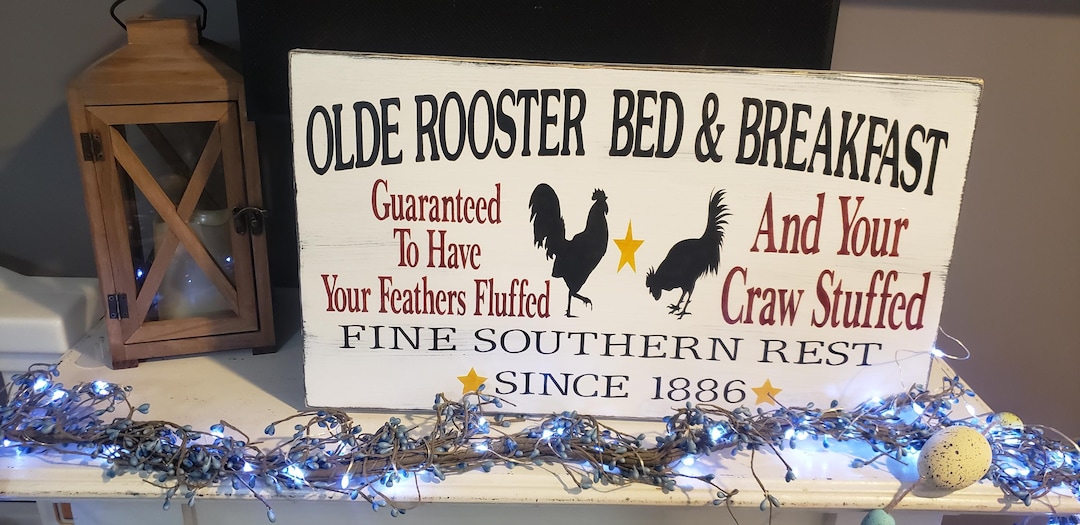 Rooster Farmhouse Sign Large Distressed Wood Sign Wall Hanging ...