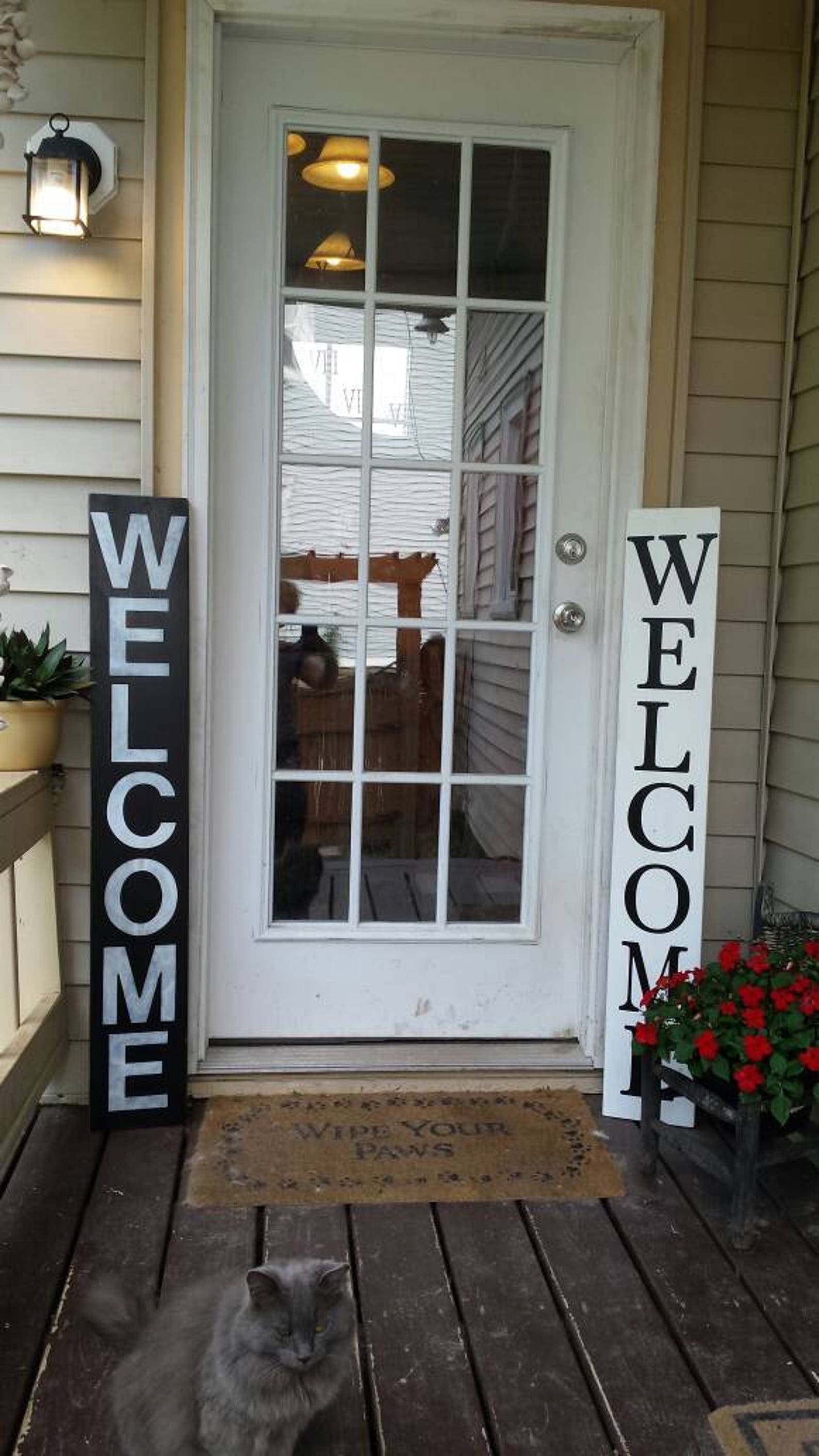 Welcome Wood Sign 48x7 Entryway Sign Reversible Vertical | Etsy