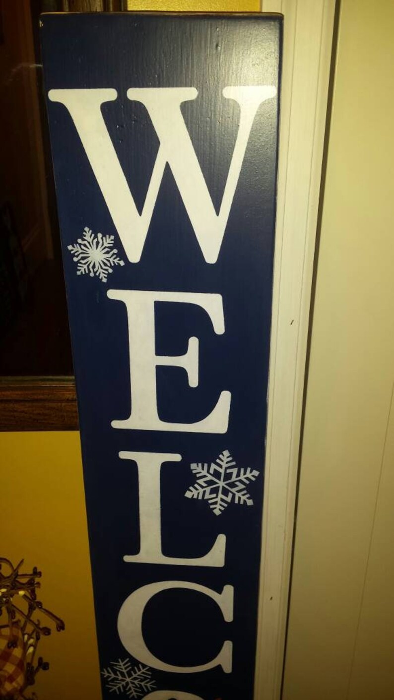 Welcome Snowman Porch Sign Reversible Entryway Wood Sign Extra - Etsy