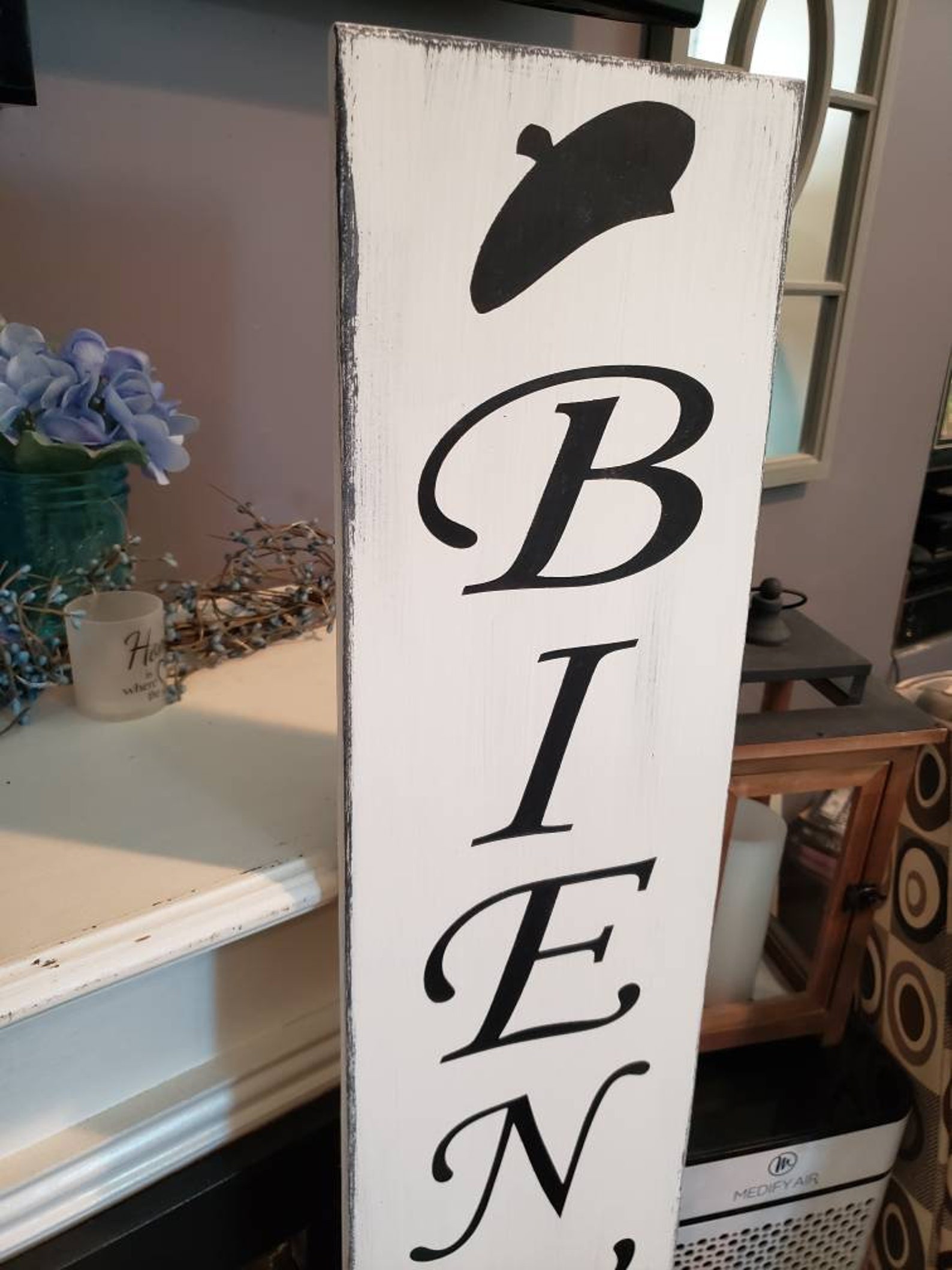 Bienvenue Porch Sign French Welcome Sign Distressed Wood Sign Rustic ...