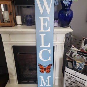 Welcome Sign Butterfly Porch Sign Spring Decor Entryway Sign Front Door ...