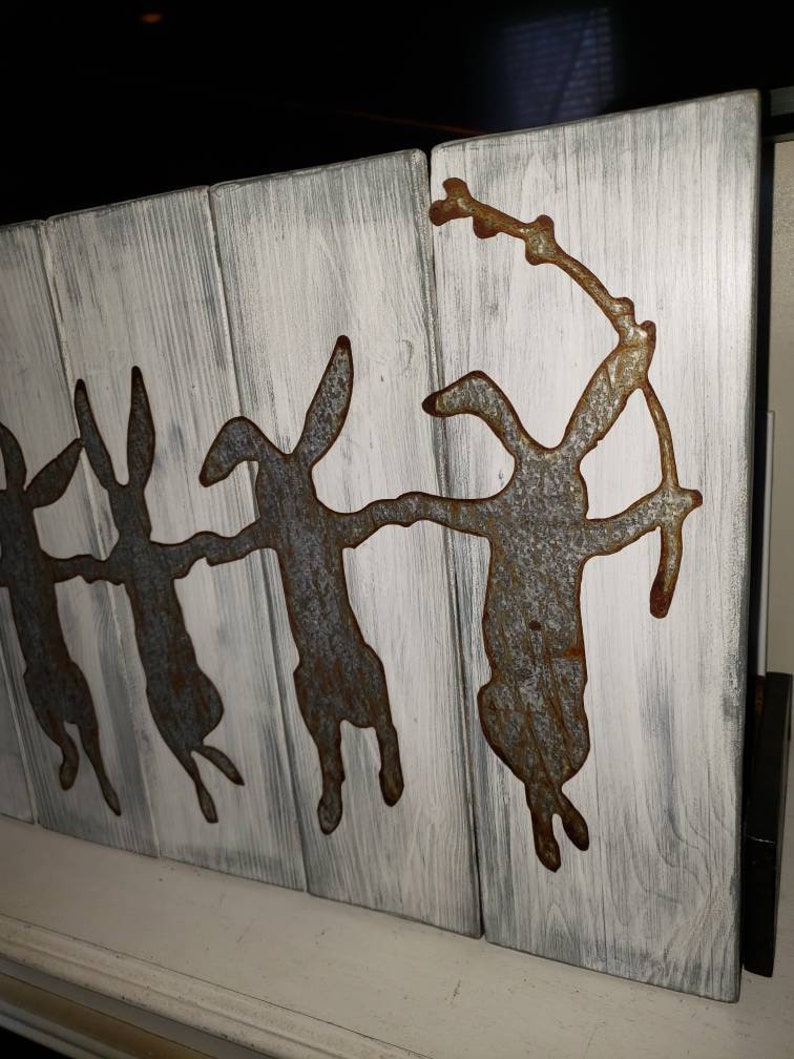 Easter Bunny Pallet Sign Rustic Distressed Wood Sign Dancing - Etsy