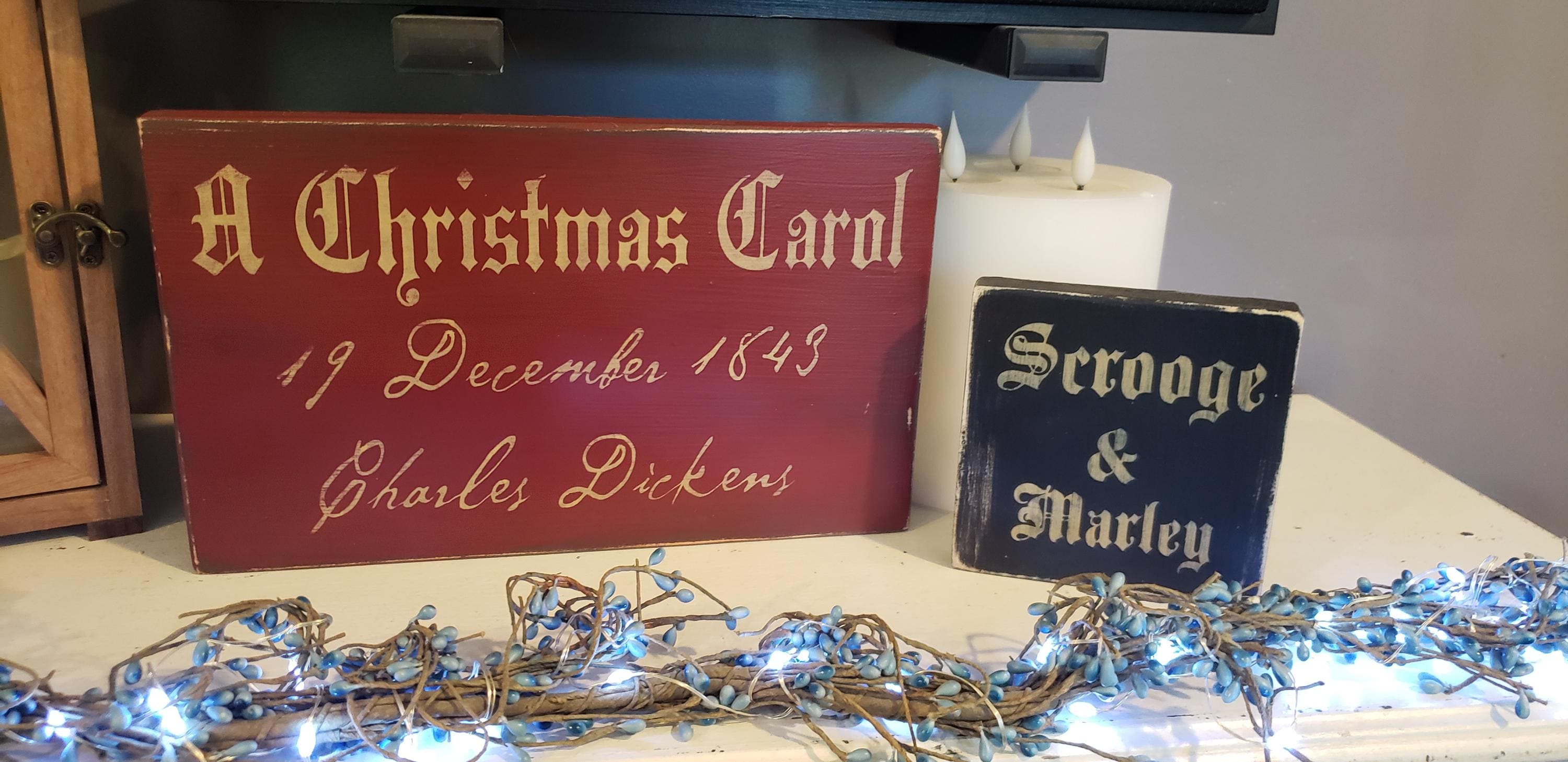 A Christmas Carol Sign Primitive Christmas Wall Hanging Holiday Decor ...