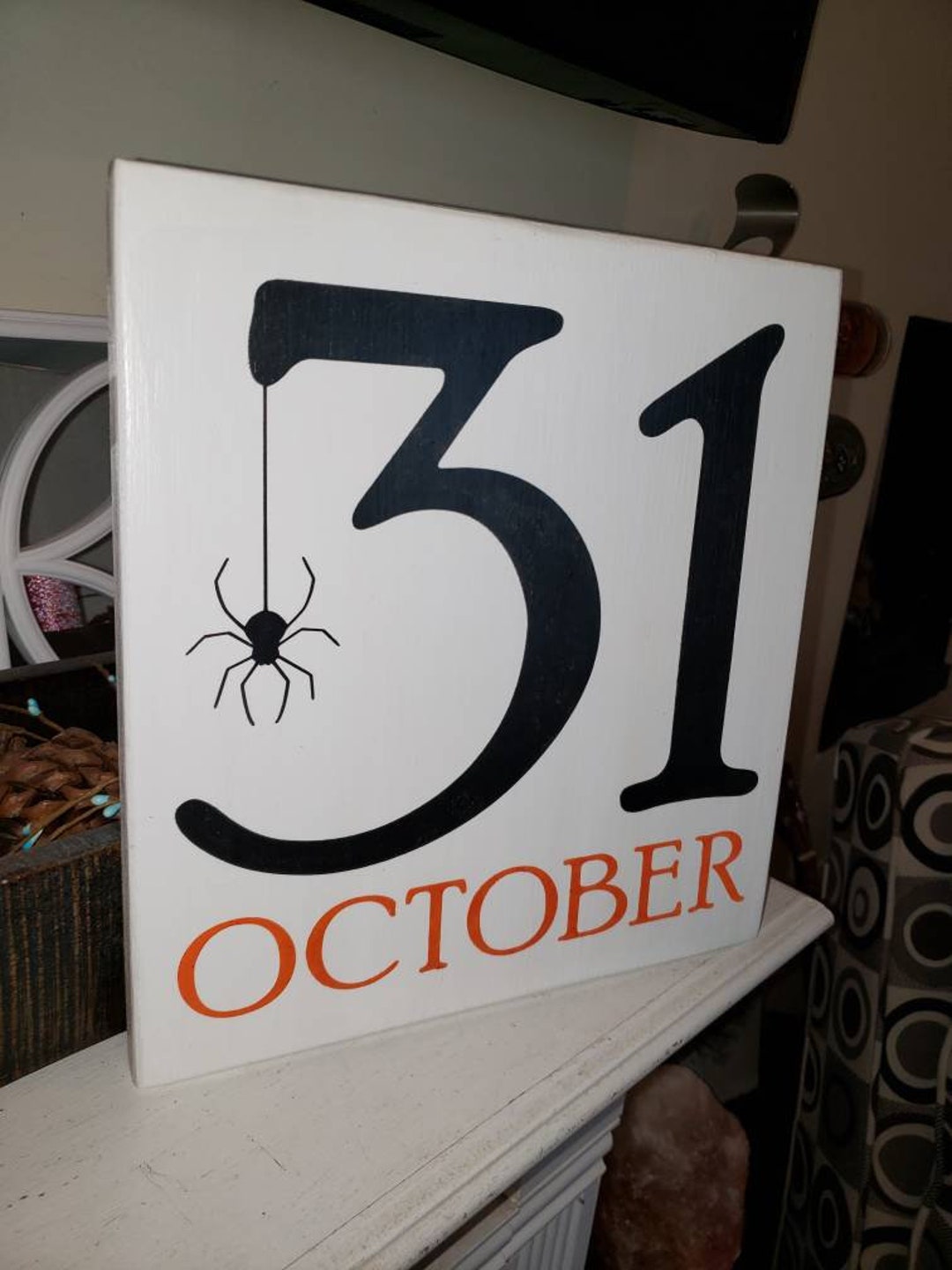 October 31 Sign Halloween Sign Rustic Distressed Wood Wall Hanging ...