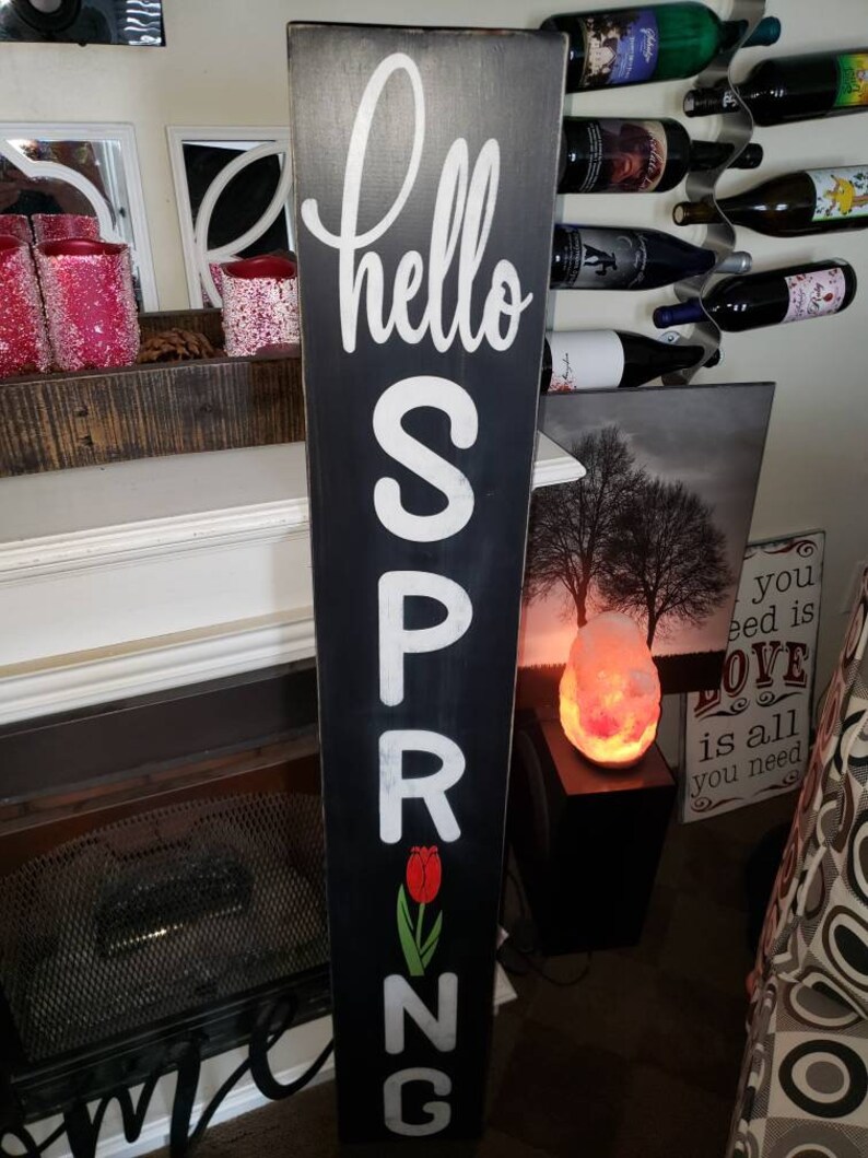 Spring Porch Sign Reversible Vertical Distressed Wood Sign - Etsy