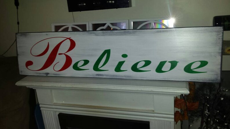 Believe Distressed Wood Sign Christmas Sign Rustic Extra Large | Etsy