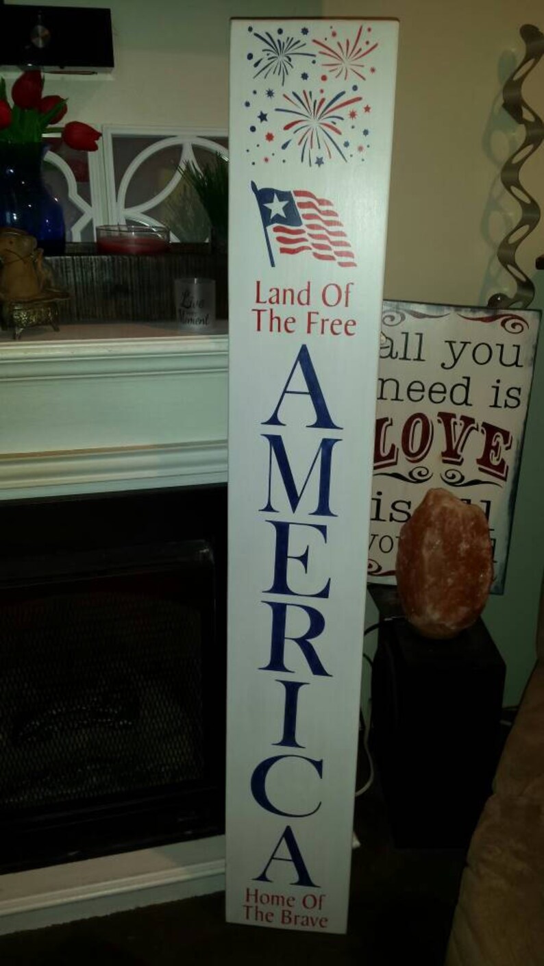 America Porch Sign Rustic Wood Sign Extra Large Oversized Pariotic ...