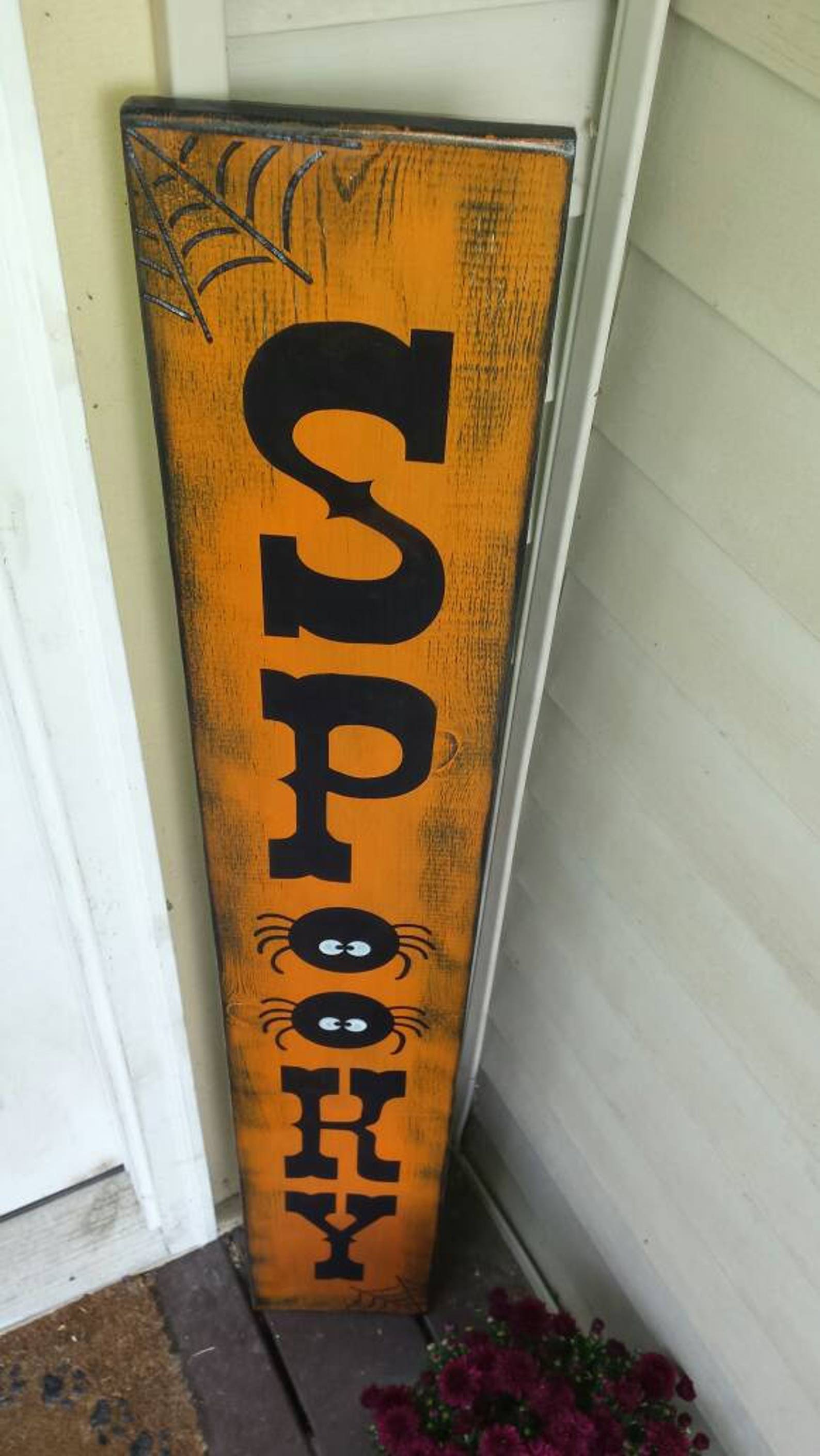 Spooky Halloween Sign Porch Sign Distressed Wood Rustic Extra Large ...