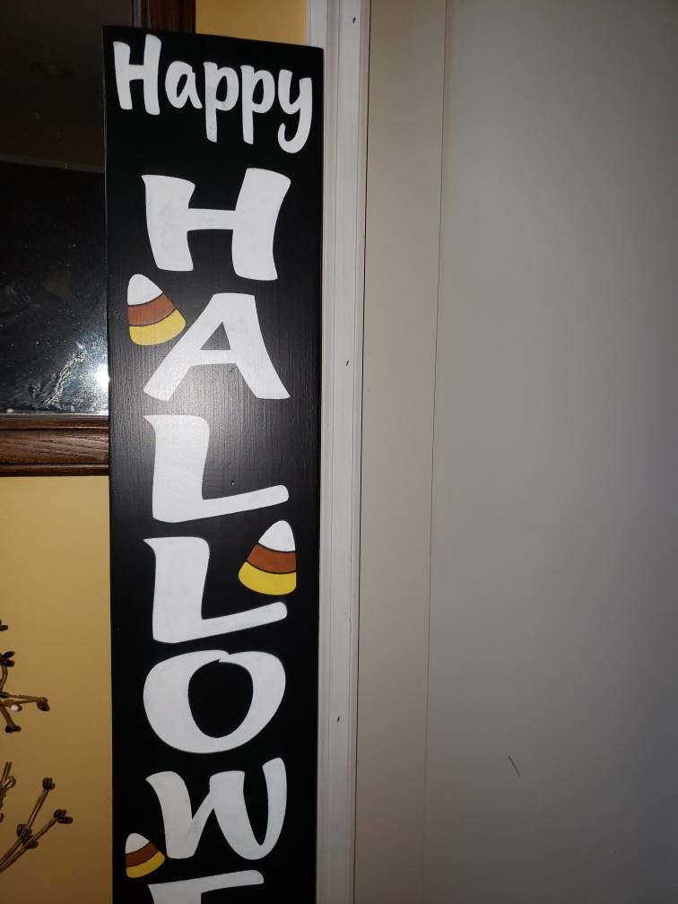 Happy Halloween Sign Candy Corn Sign Reversible Wood Porch - Etsy