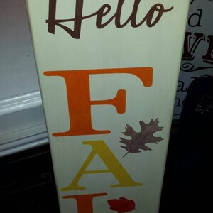 Hello Fall Sign Vertical Porch Sign Halloween Wood Sign Distressed Wood ...