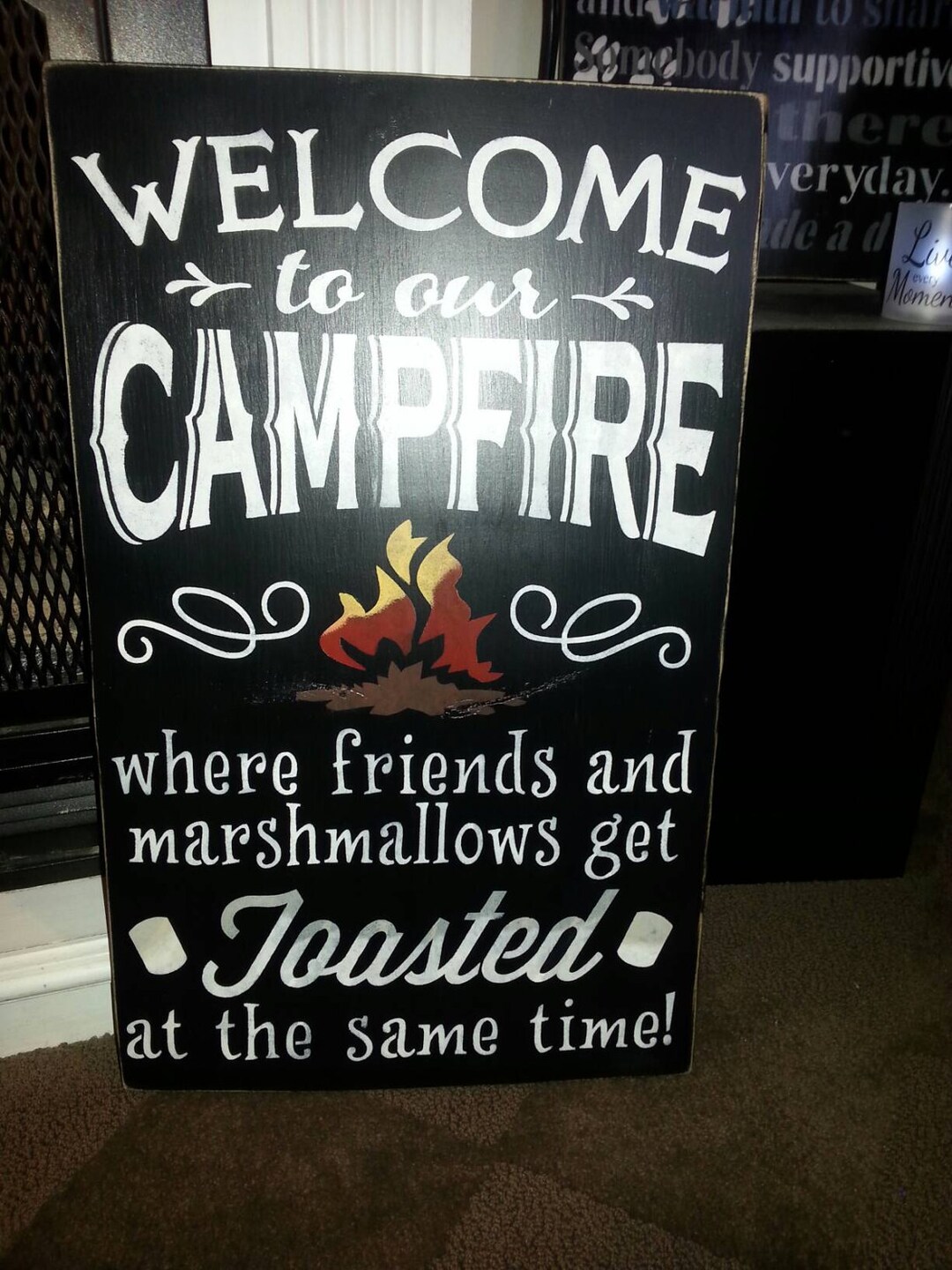 Campfire Wood Sign Distressed Wood Sign Welcome to Our Campfire Where ...