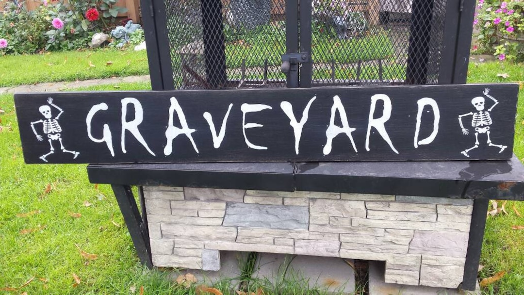 Graveyard Wood Porch Sign 48x8 Horizontal Extra Large Entryway Sign ...