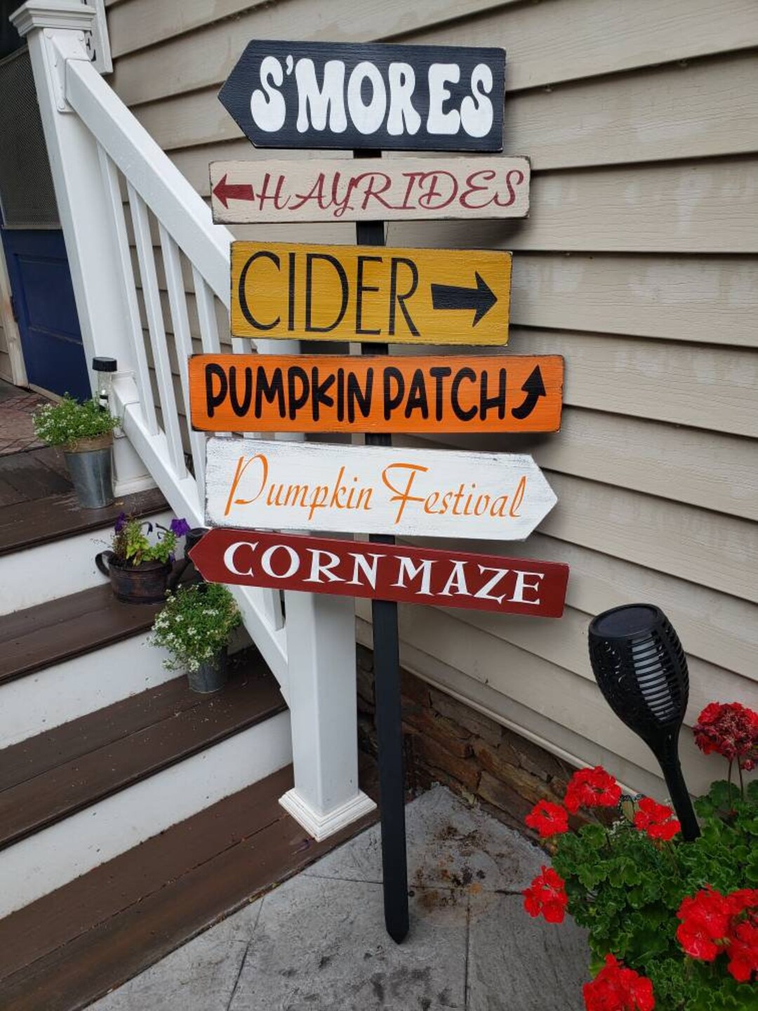 Fall Directional Sign Porch Sign Arrow Sign Distressed Cedar Wood Lawn ...