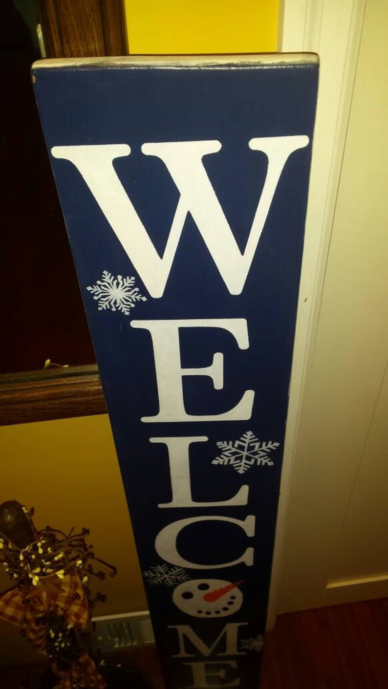 Welcome Snowman Porch Sign Reversible Entryway Wood Sign Extra - Etsy