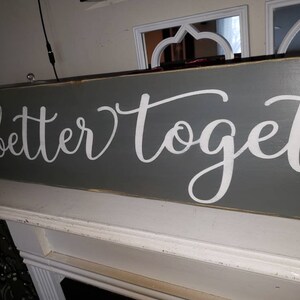 Better Together Sign Horizontal Bedroom Wall Hanging Large Rustic Wood ...
