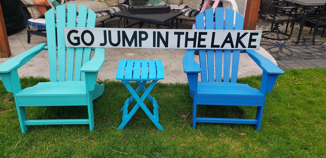 Lake Sign Go Jump in the Lake Sign 6 Ft Large Wood Wall Hanging Rustic ...