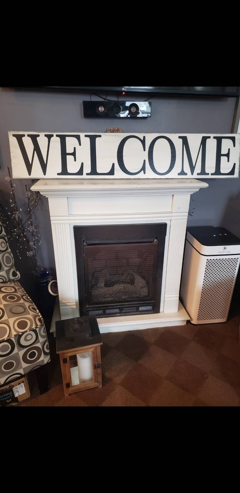 Welcome Sign Horizontal Wall Hanging Entryway Porch Sign Rustic ...