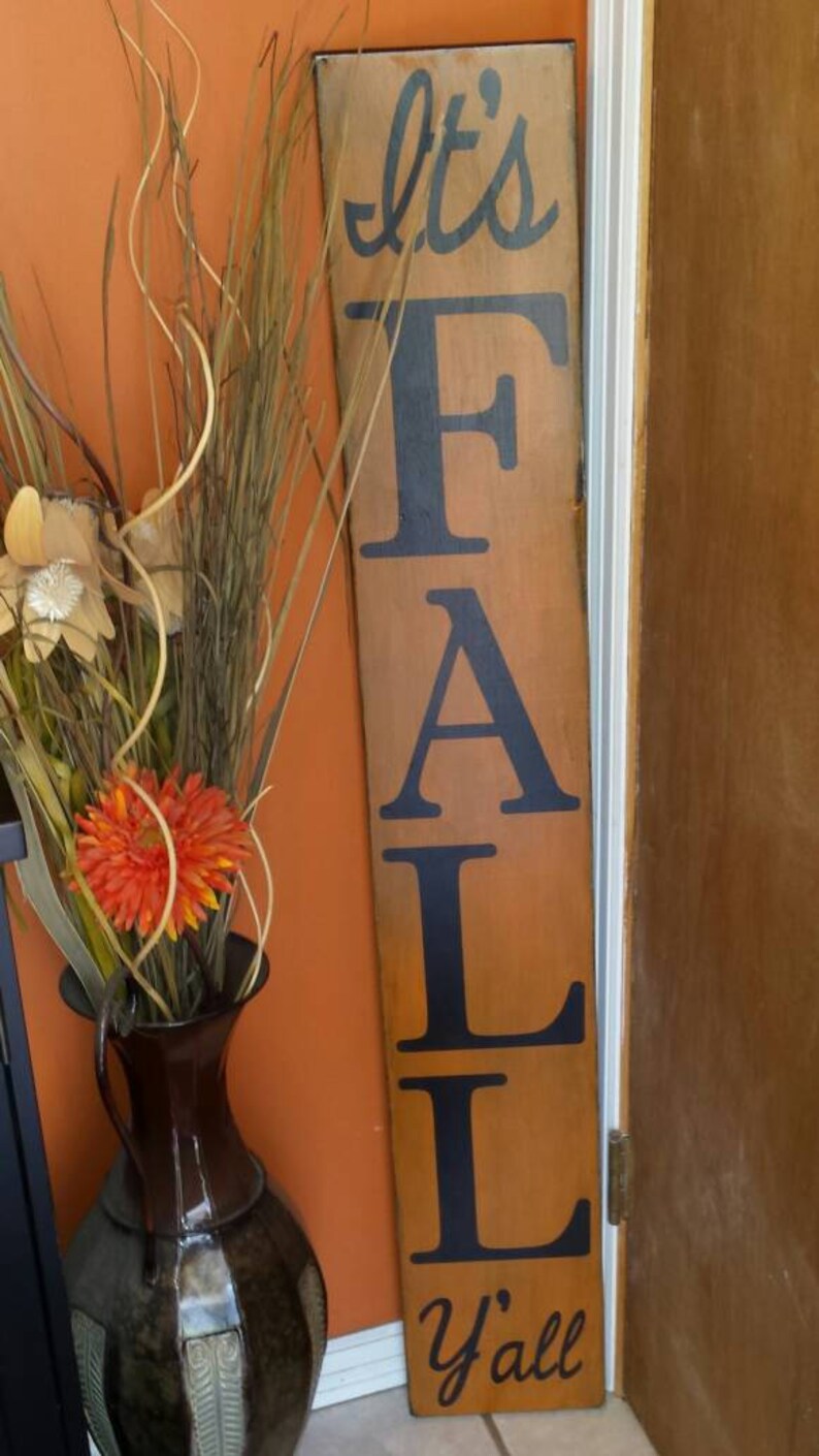 It's Fall Y'all Reversible Wood Porch Sign Entryway Sign Distressed ...