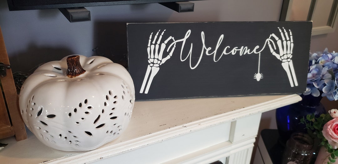 Skeleton Sign Halloween Sign Skeleton Hand Decor Fall Decor Halloween ...