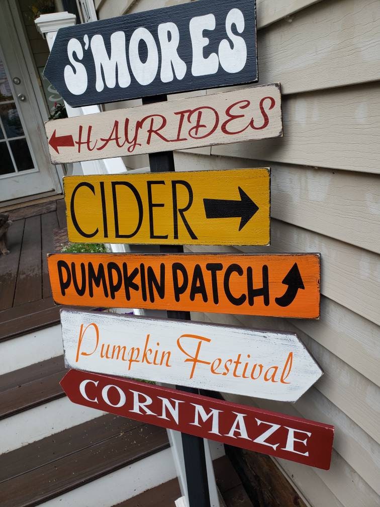 Fall Directional Sign Porch Sign Arrow Sign Distressed Cedar - Etsy