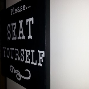 Please Seat Yourself Wood Sign Bathroom Sign Bathroom Humor Bathroom ...