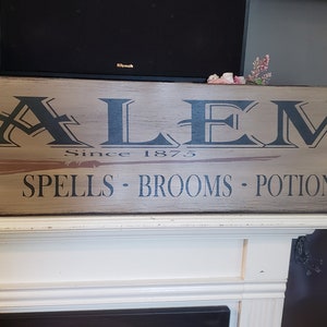 Salem Sign Witches Sign 12x48 Porch Sign Halloween Sign Distressed Wood ...