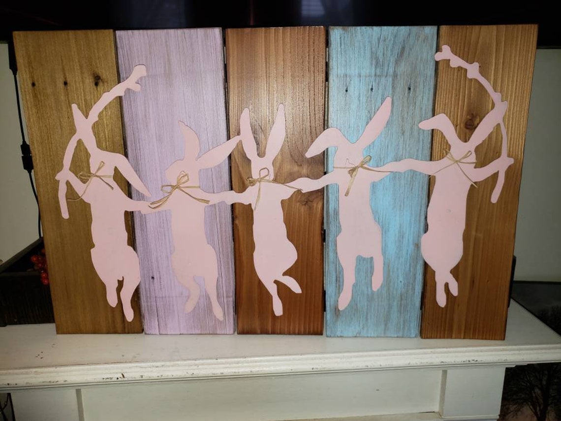 Easter Bunny Pallet Sign Rustic Distressed Wood Sign Dancing | Etsy