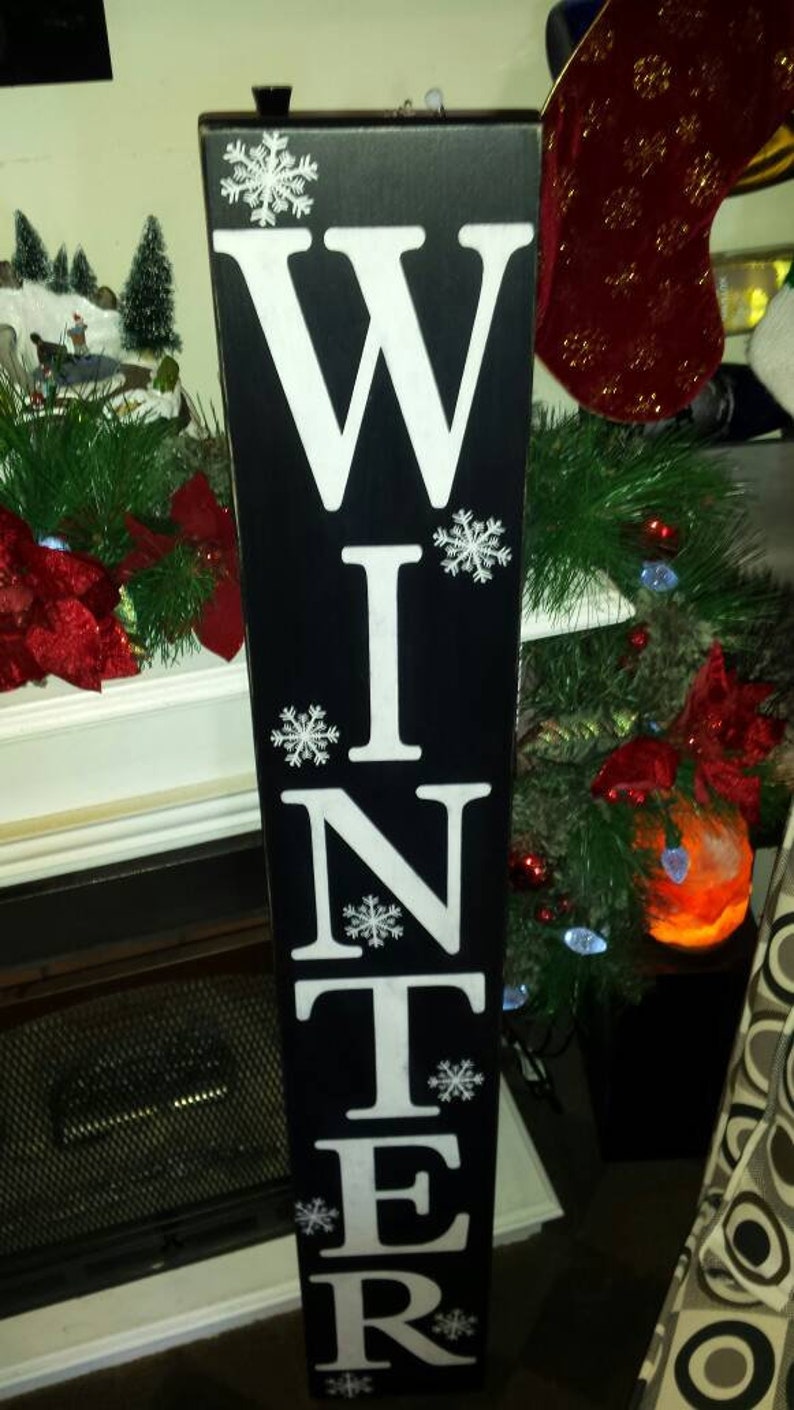 Winter Porch Sign Distressed Snowflake Sign Reversible Entryway Wood ...