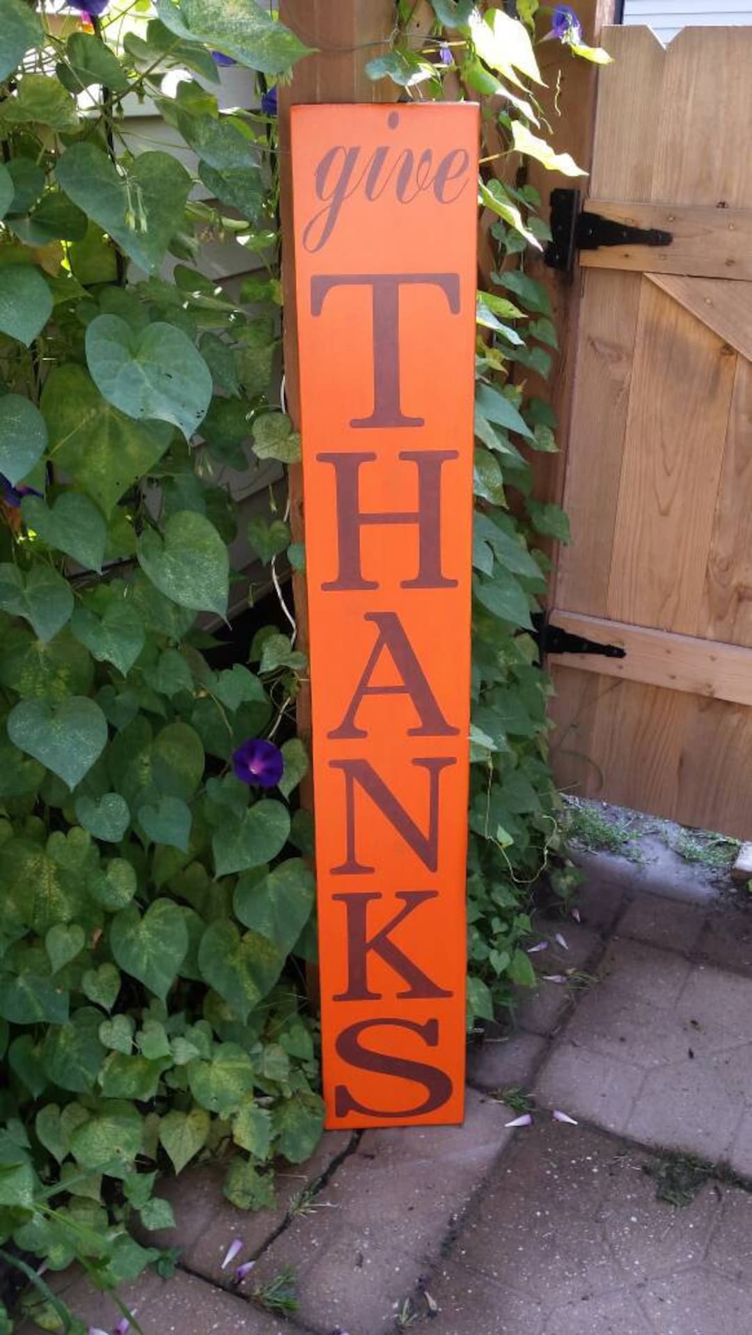 Give Thanks Porch Sign Reversible Vertical Entryway Sign Distressed ...