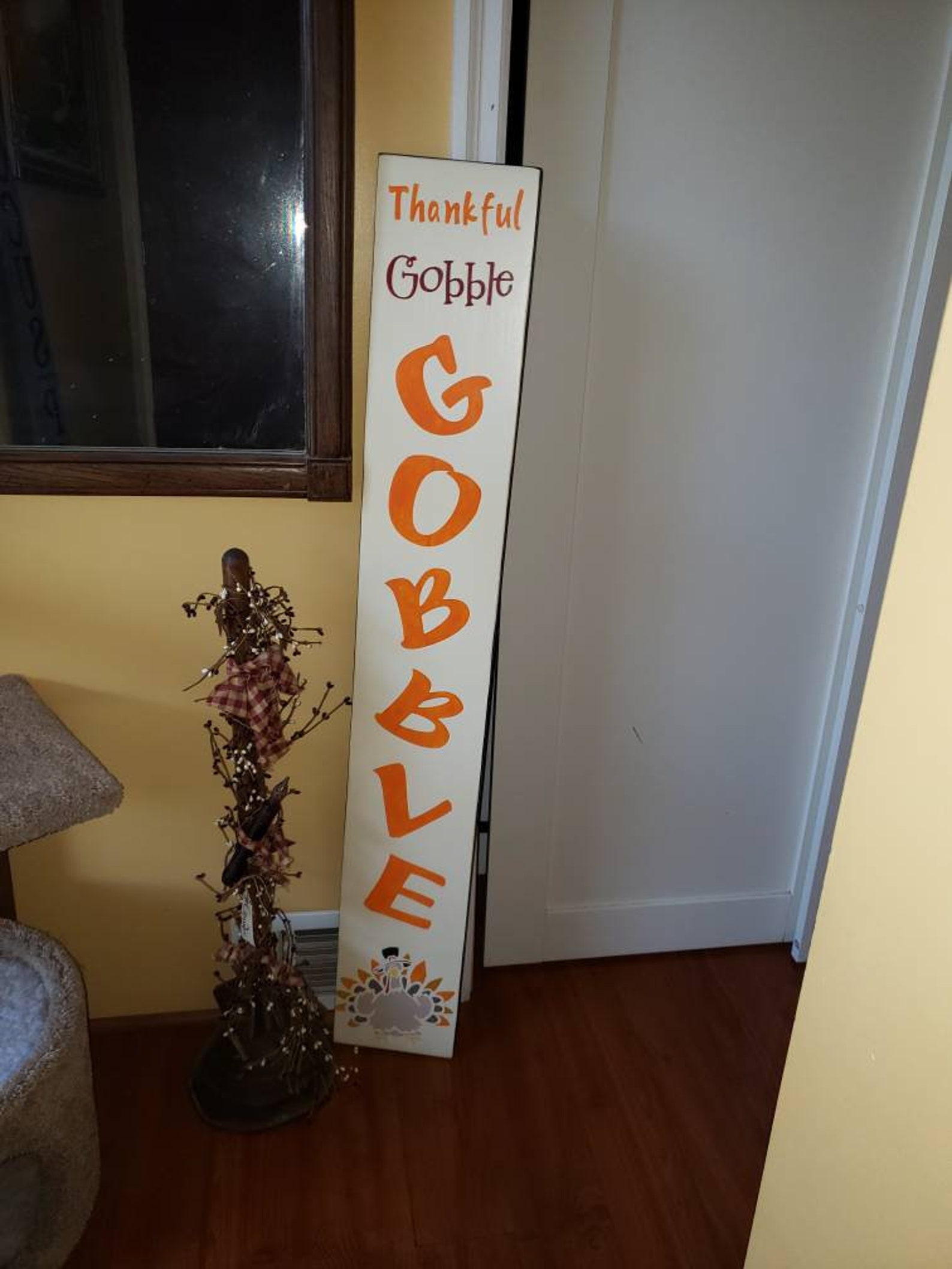 Gobble Gobble Porch Sign Reversible Vertical Sign Rustic - Etsy