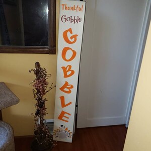 Gobble Gobble Porch Sign Reversible Vertical Sign Rustic Distressed ...